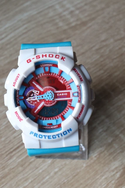 CASIO G-SHOCK BLUE and Red Big Face Men's Watch GA-110AC-7 £50.00 ...