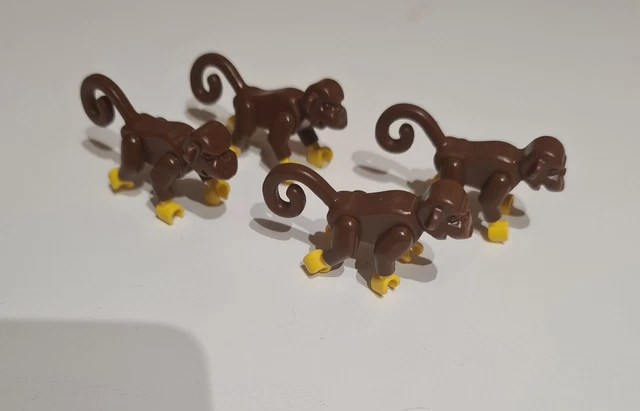 4 LEGO BROWN Monkey Minifigure Yellow Hands/Feet Vintage Retired ...