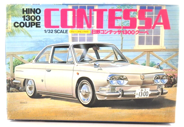 VINTAGE LS HINO Contessa 1300 Coupe 1/32 Model Kit Pullback Spring Rare ...