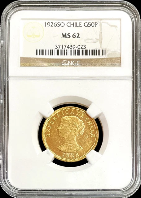 1926 SO GOLD Chile 50 Pesos Condor First Year Issue Coin Ngc Mint State ...