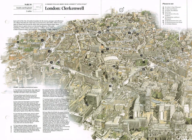 LONDON CLERKENWELL 1990 Vintage Walking Route & Map #90 £2.49 - PicClick UK