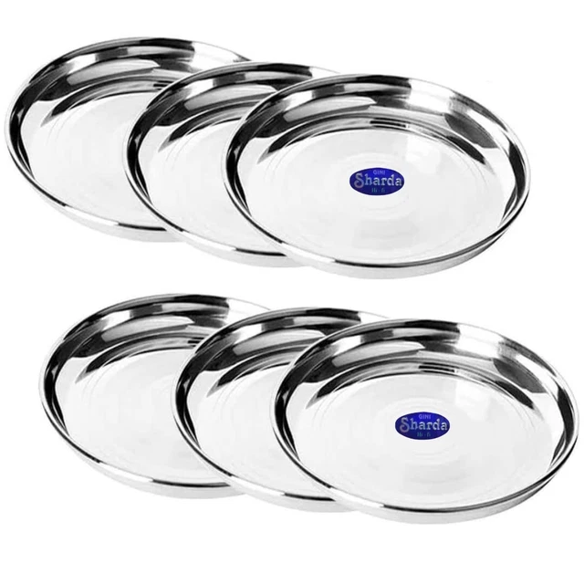 STAINLESS STEEL THALI Plates - Set of 6, 11.5 inches EUR 83,58 ...