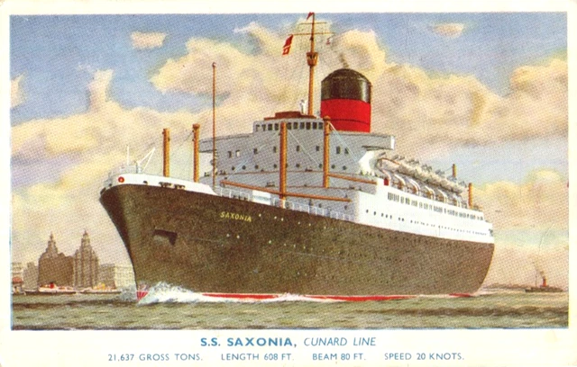 1950S POSTCARD CUNARD Line passenger liner SS SAXONIA off Liverpool £2. ...