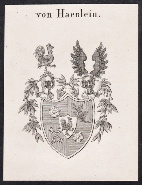 HAENLEIN ARMOIRIES COAT Of Arms Héraldique Heraldry Gravure sur Cuivre ...