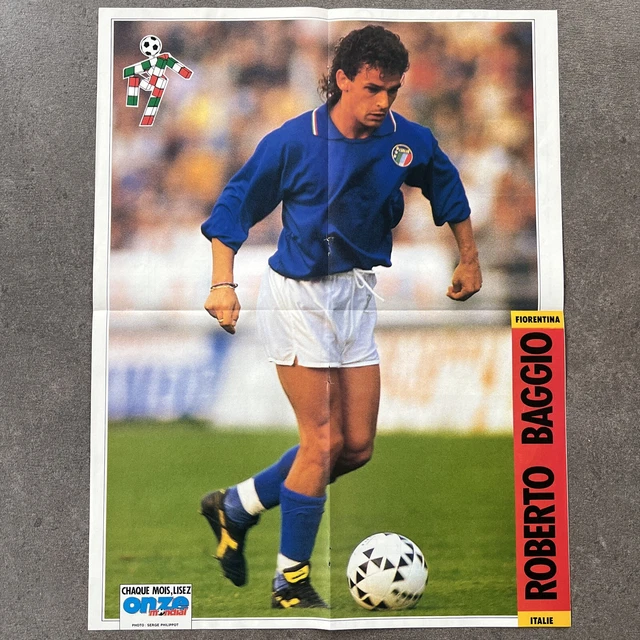 POSTER ROBERTO BAGGIO Wc Italia 1990 🇮🇹 Onze Mondial Squadra Azzura Fio ...