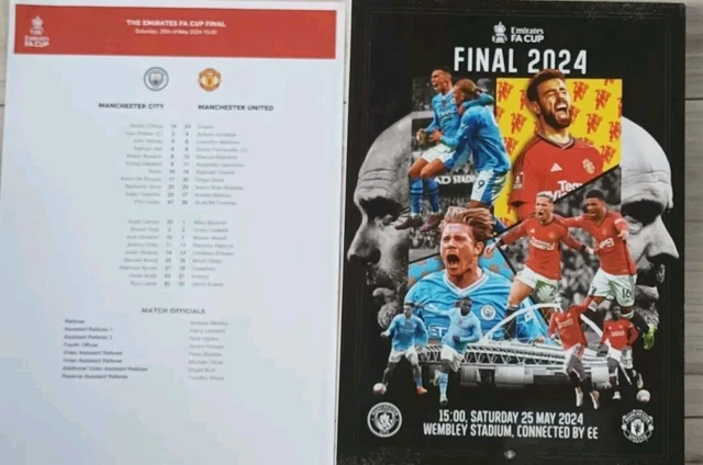 FA CUP FINAL 2024, Man City V Man Utd, Official Prog. 25/5/24, with ...