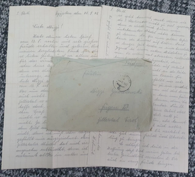 ORIGINAL GERMAN WW2 Letter . AFRIKA KORPS 25 Sept 1942 FPN 43759 IN ...