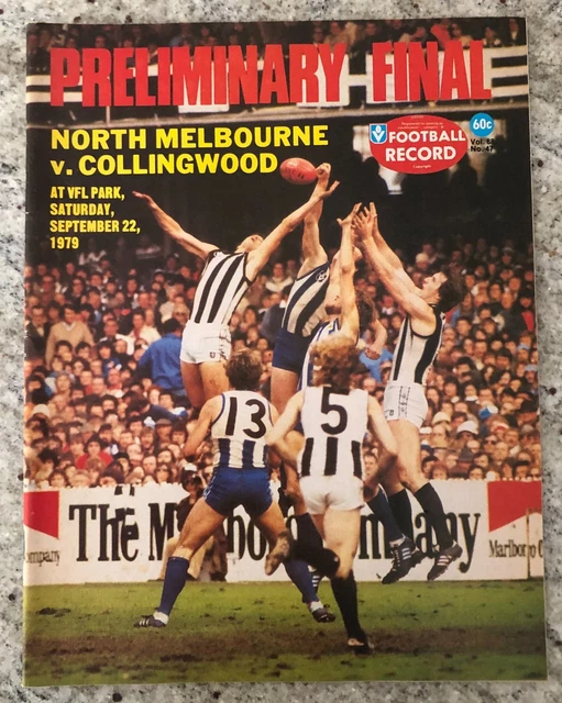 AFL VFL FOOTY Record Prelim Final Sept.22. 1979 - Nth.melb V ...