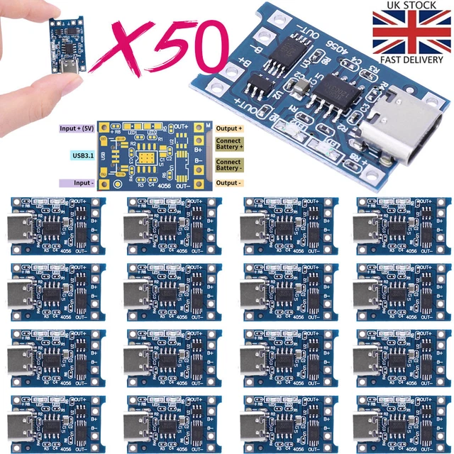 TP4056 BATTERY CHARGING Board Type C Battery Charging Module Micro USB ...