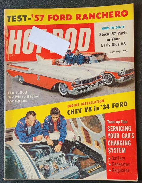 OLD MAGAZINES HOT Rod July 1957 Chevy V8 in '34 Ford Fin-Tailed '57 ...