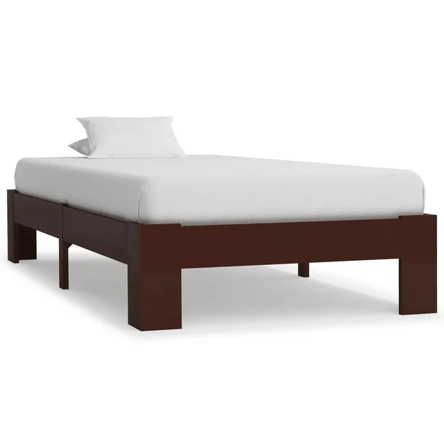 WALPLUS BED FRAME Dark Brown Solid Pine Wood 90x200 cm Single Wooden ...
