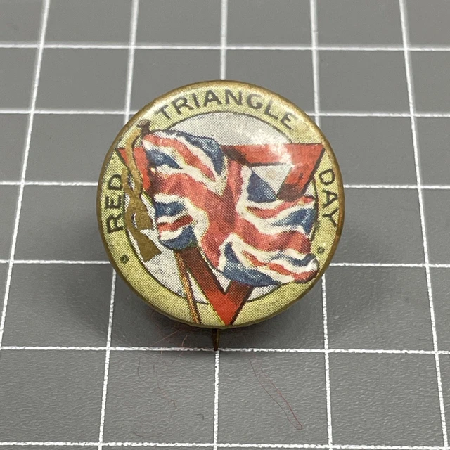 ORIGINAL VINTAGE PIN Tour Badge War WW1 WW2 AIF ANZAC AUST Red Triangle ...