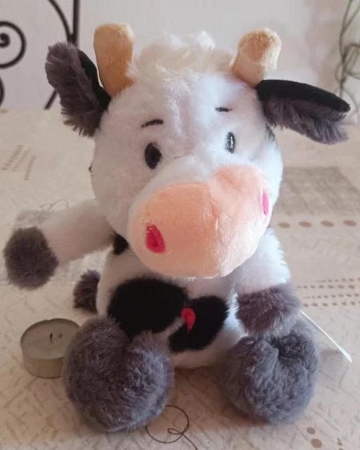 CUTE COW PLUSH Toy Soft Stuffed Animal Black White Gray £4.18 - PicClick UK