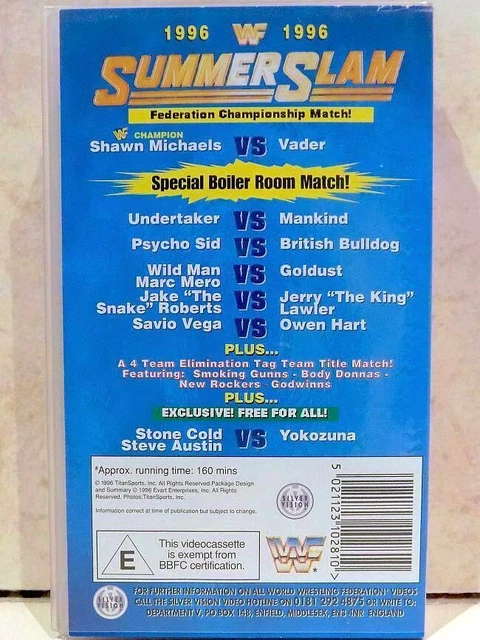WWF SUMMERSLAM '96 1996 Wrestling Video Vhs Tape Wwe Shawn Michaels ...