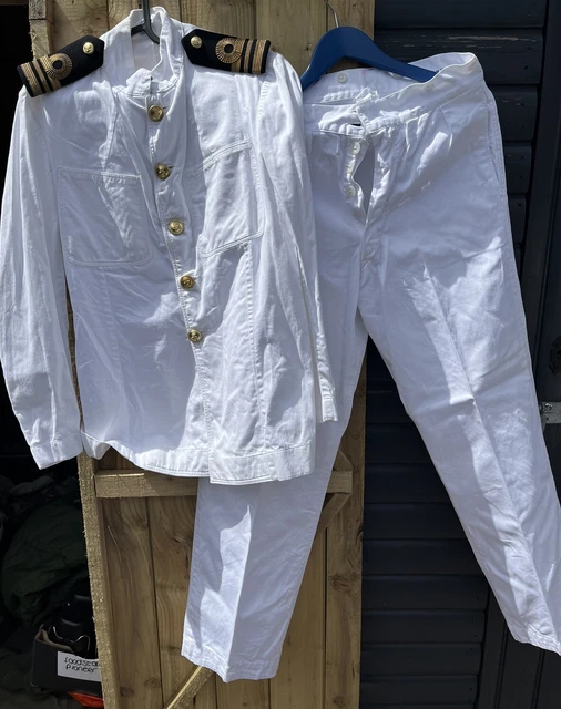 ORIGINAL WW2 1945 British Royal Navy Officers White Tropical Tunic ...