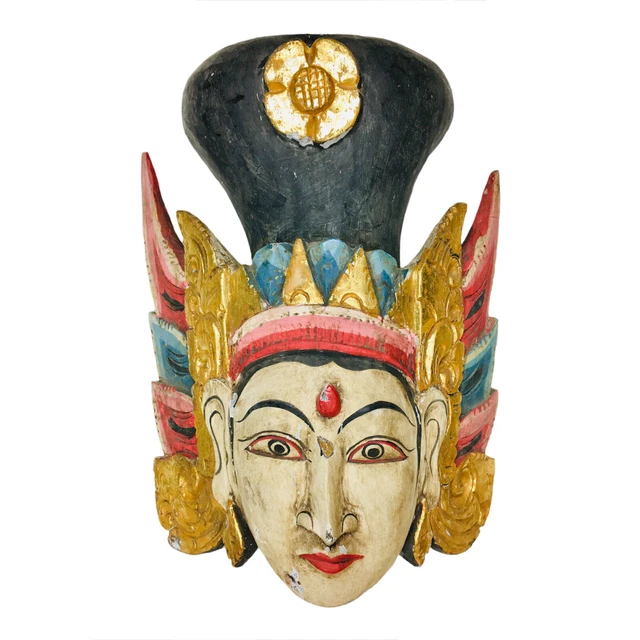RAMAYANA HINDU GODDESS Rama God Carved Painted Wooden Mask India Bali ...