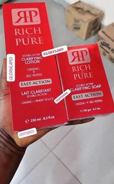 RICH PURE DOUBLE Action Clarifying Body Lotion 250ml and SOAP 190g ( 2 ...