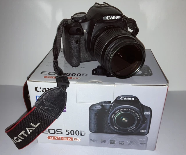 CANON EOS 500D 15.1 MP SLR-Digitalkamera - Schwarz (Kit m/ EF-S 18-55 IS) EUR 109,00 - PicClick DE