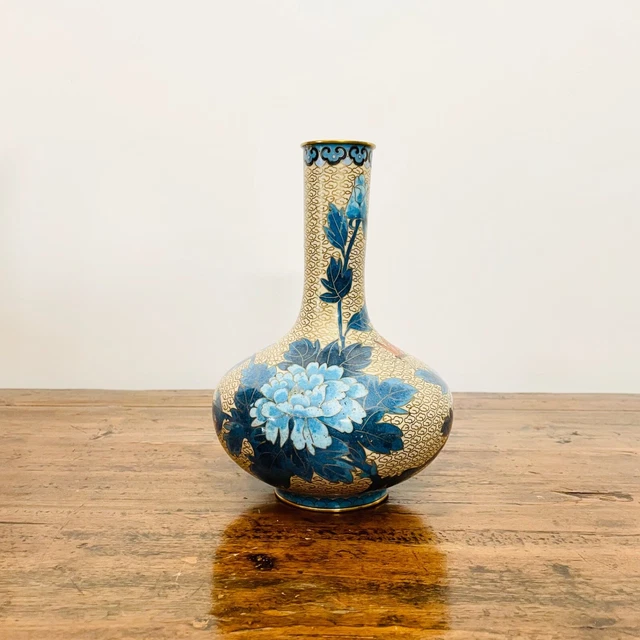 1950S CHINESE CLOISONNÉ vase – Blue and gold $373.21 - PicClick AU