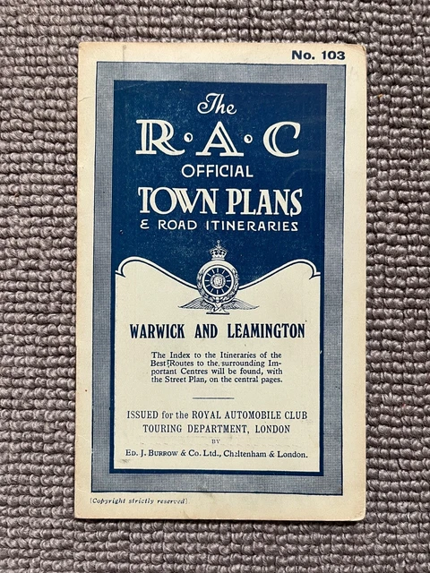 RAC OFFICIAL TOWN Plan & Road Itinerary 1924 WARWICK LEAMINGTON booklet ...