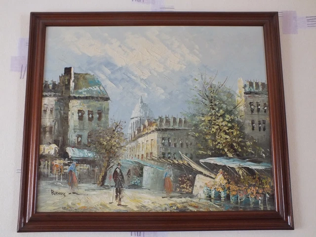 ANCIEN TABLEAU PEINTURE - Huile Sur Toile - Rue PARIS Montmartre ... ANCIEN TABLEAU PEINTURE - Huile Sur Toile - Rue PARIS Montmartre ...