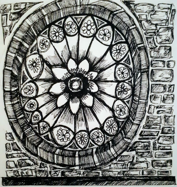 ORIGINAL INK ILLUSTRATION 'Sketch of Halifax Minster interior' Michelle ...