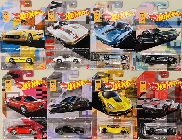 HOT WHEELS CORVETTE 70 Anniversary 1953-2023 Set Of 8 Corvette Stingray ...