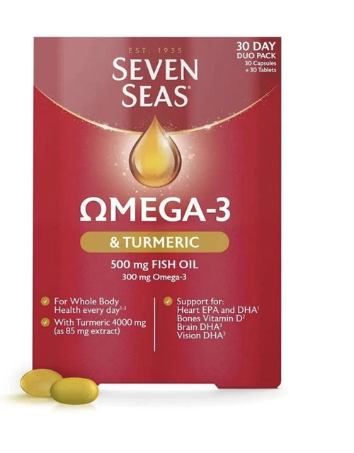 SEVEN SEAS OMEGA 3 and Turmeric 500mg Fish Oil/300mg Omega 3 Duo Pack £ ...