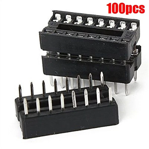 100PCS 16PIN DIP Socket Adaptor Solder Type Socket Pitch Dual Wipe ...
