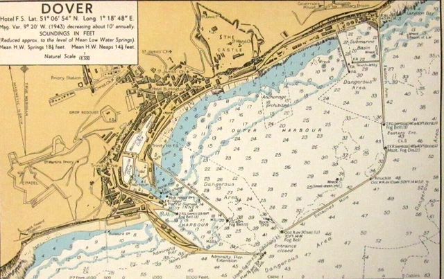 1943 WW2 D DAY Admiralty Chart Map DOVER ref:77 EUR 16,93 - PicClick IT