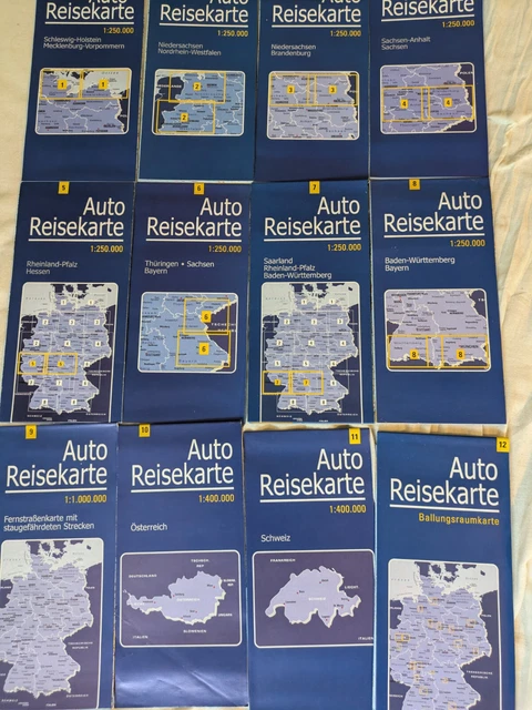 AUTO REISE KARTENSET, Deutschland, Alpenländer, 1:250.000, 12 Karten in ...