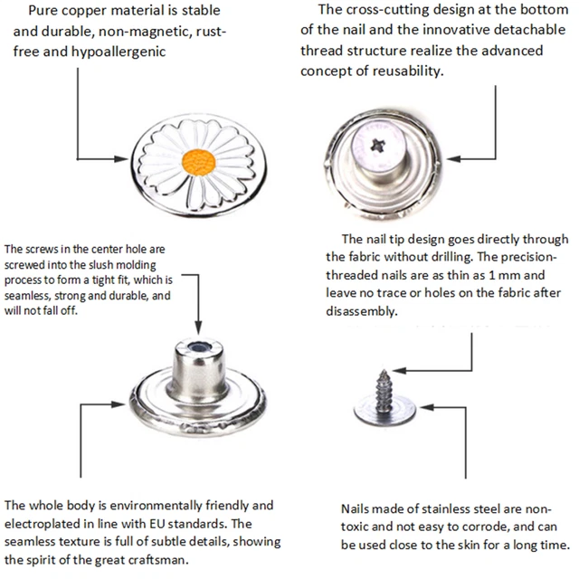 BRASS SUSPENDERS METAL Jean Button Screwdriver Metal Jeans Buttons No ...