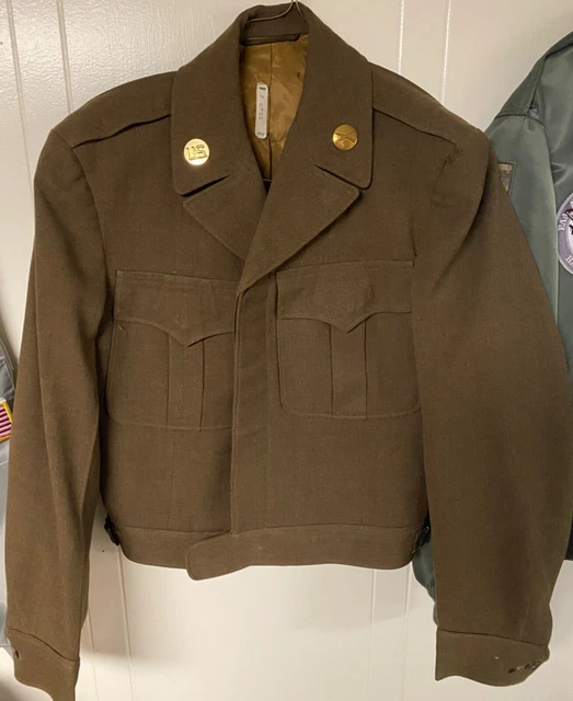 VINTAGE US ARMY WW II Officers IKE Jacket Size 38 Long Code No 1206 £78 ...