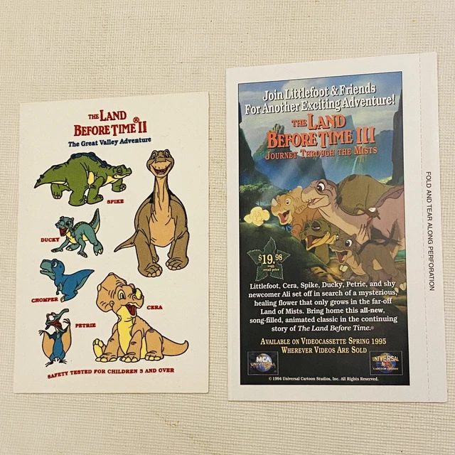 VINTAGE 1994 THE Land Before Time VHS Character Stickers Reusable Use ...