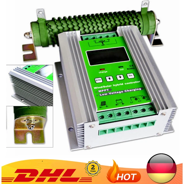 MPPT CONTROLLER WIND Solarregler Hybrid Laderegler 12V/24V LCD Display ...