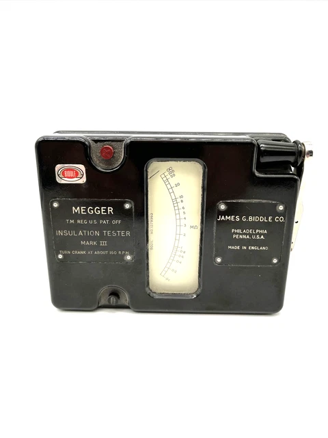 VINTAGE MEGGER INSULATION Tester Variable Voltage Mark III James G ...