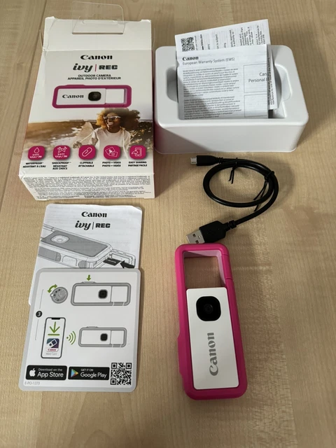 NEW CANON IVY Rec Fv-100 Pink Action Camera Video Cam Pocket Size Clip ...