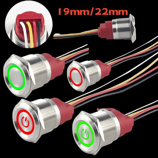 METAL PUSH BUTTON Switches 19mm/22mm Momentary/Latching Sensor Switch 6 ...