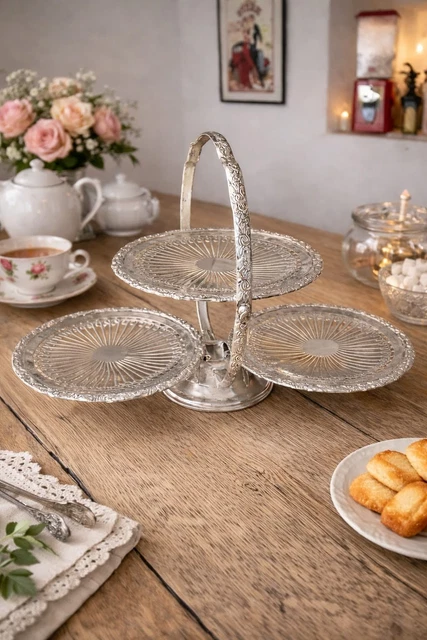 PRÉSENTOIR À BISCUITS anglais ancien EPNS – Serviteur 3 plateaux en ...