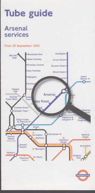 ARSENAL LONDON UNDERGROUND Tube Map SEP 2002 £3.00 - PicClick UK