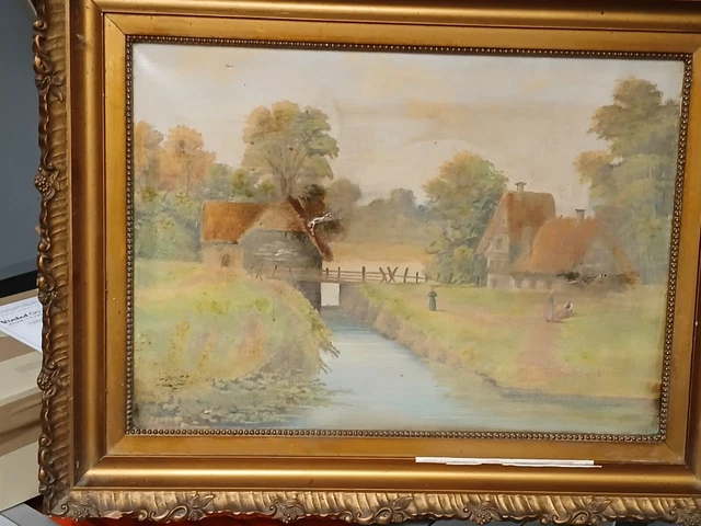 TABLEAU ANCIEN HUILE sur toile signé. Cadre Bois Doré EUR 10,00 - PicClick FR