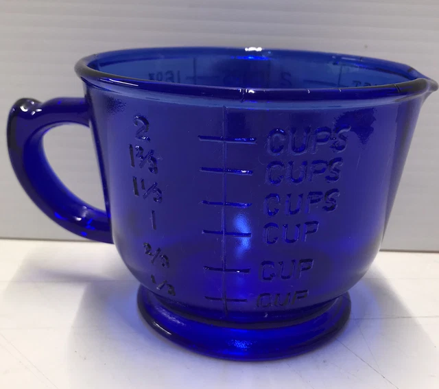 VINTAGE HAZEL-ATLAS COBALT Blue Glass Measuring & Mixing Cup (2 cups ...