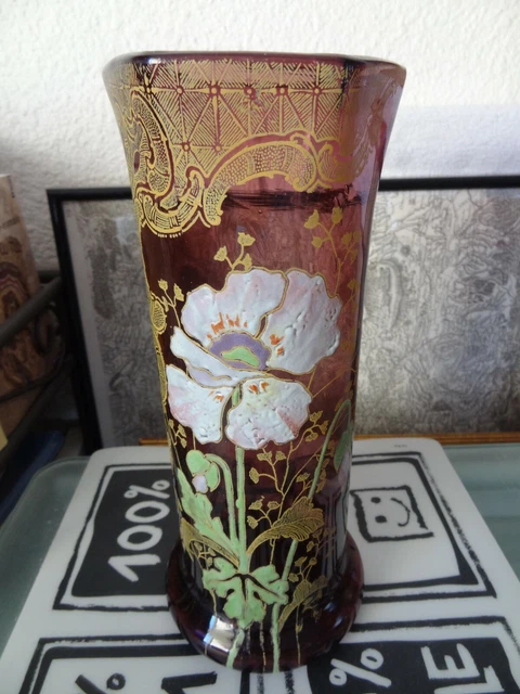 LEGRAS ANCIEN VASE en verre émaillé à décor de pavot art nouveau EUR 149,00 - PicClick FR
