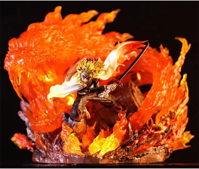 DEMON SLAYER RENGOKU Kyoujurou LED Light Figure GK Model Statue 2 Head ...