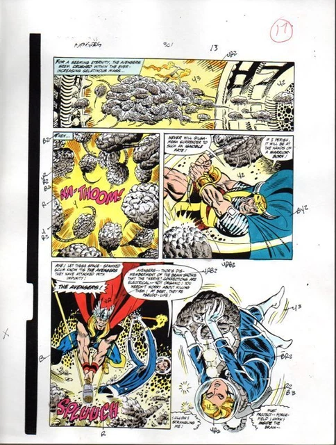 1980'S AVENGERS 301 Marvel Comics color guide art page 17: Thor ...