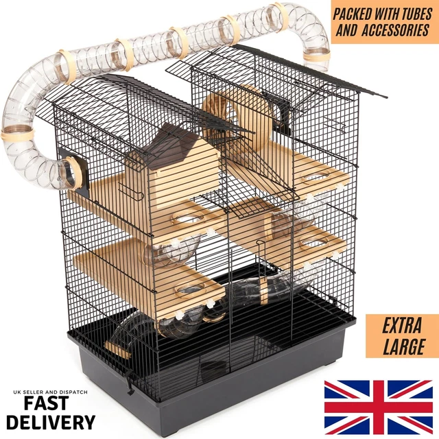 CAGE DE HAMSTER avec roue animal de compagnie exercice 3 niveaux souris ...
