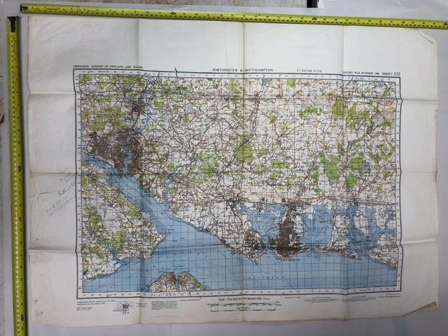 ORIGINAL WW2 BRITISH Army / RAF Map - Southampton & Portsmouth £16.00 ...