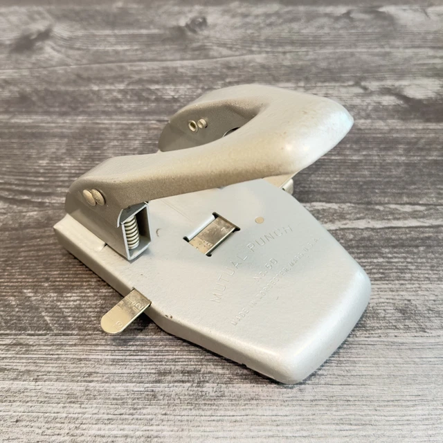 VINTAGE 2 HOLE Paper Punch Mutual Punch Model No. 50 - 1950's Grey ...