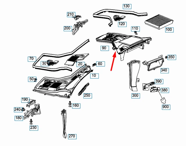 MERCEDES-BENZ C-CLASS W205 Front Wiper Cowl Trim Right A2058300603 LHD ...