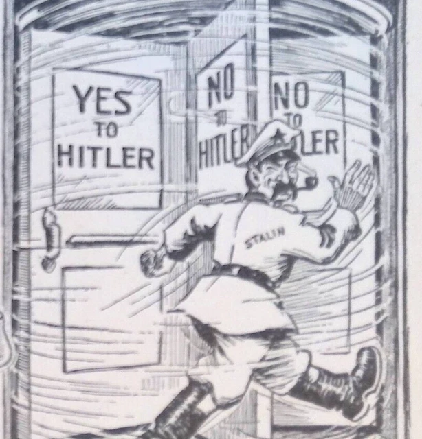 POSSIBILITY OF HITLER-STALIN Pact Original Political Cartoon WWII 1/16 ...